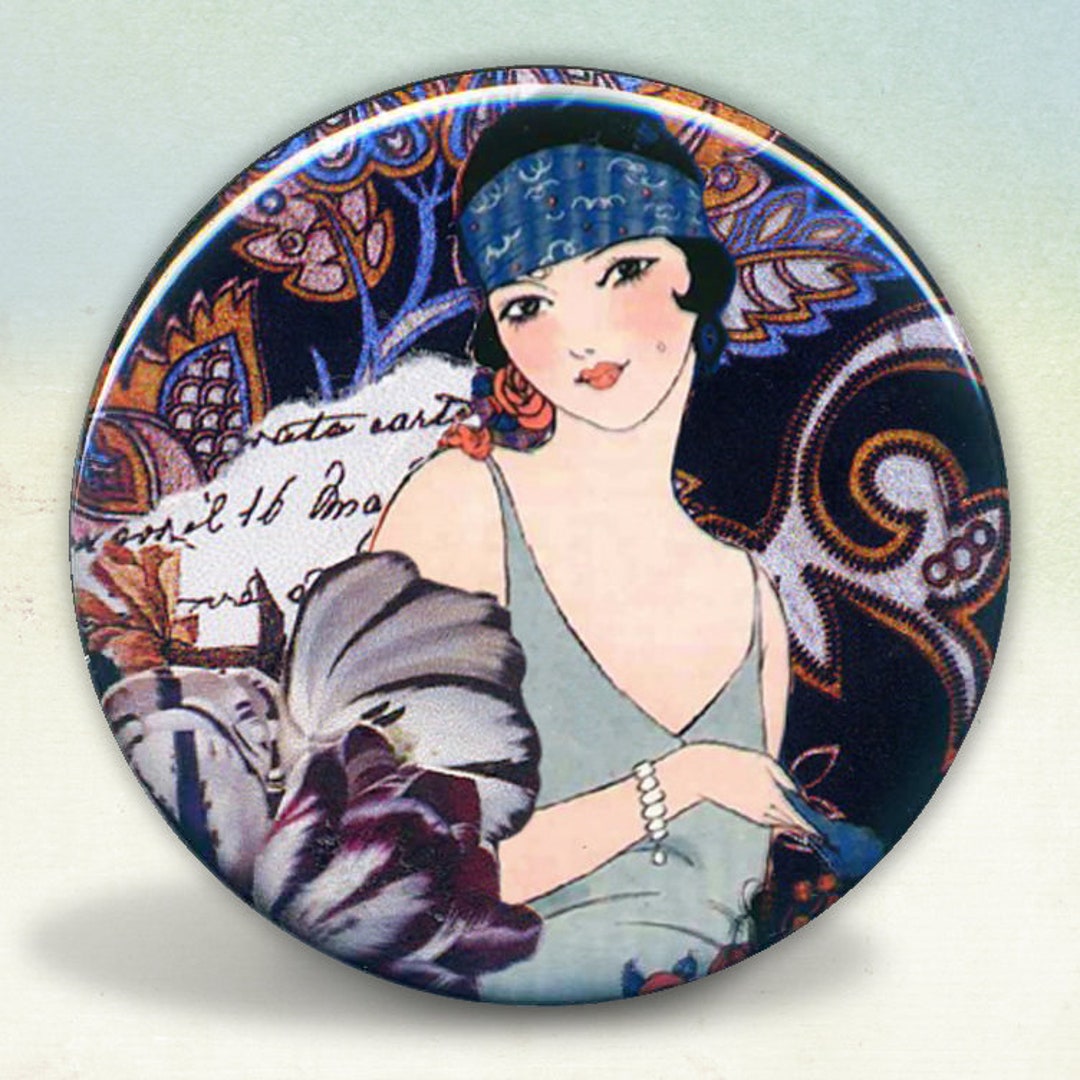 Flapper Deco Girl Pocket Mirror Tartx - Etsy