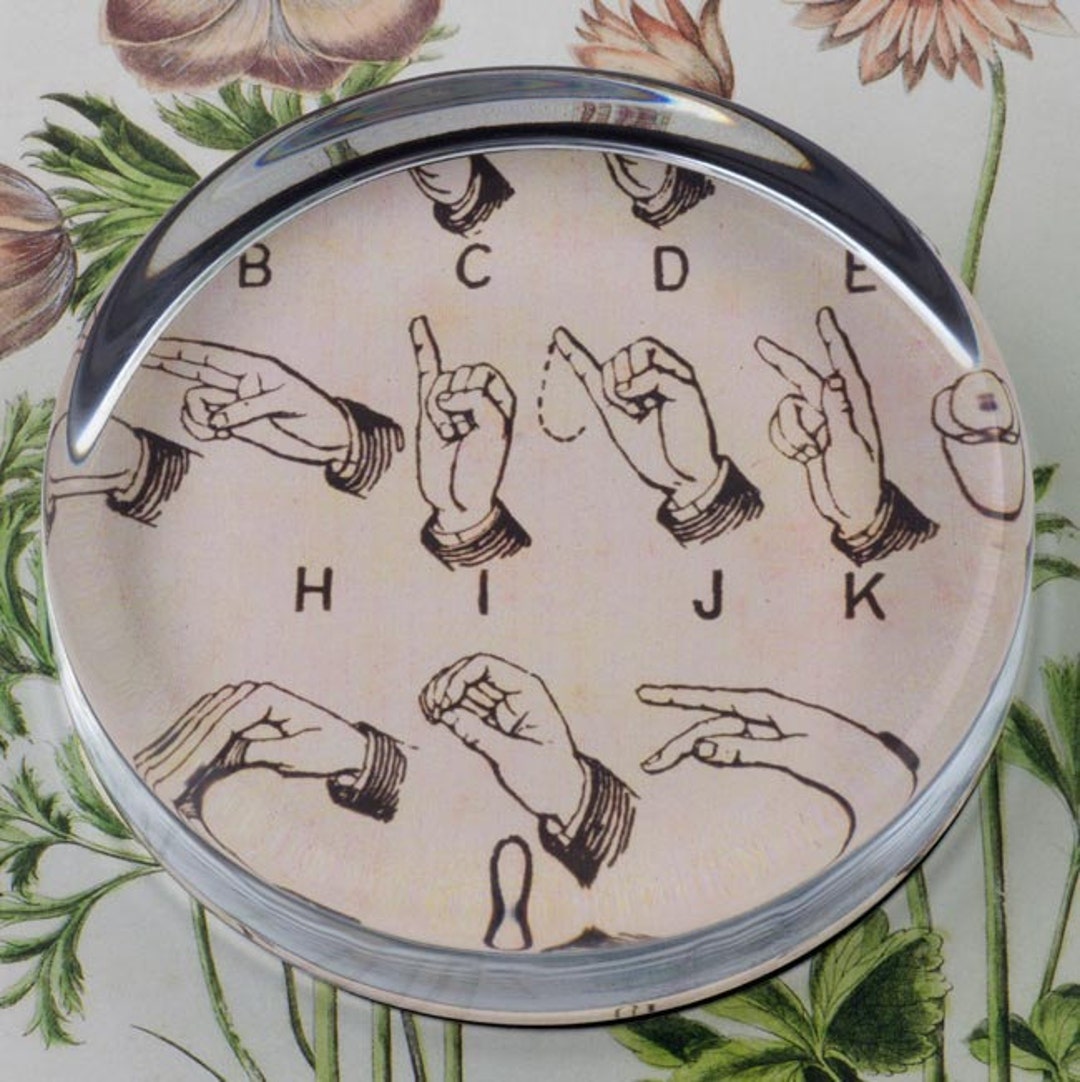 Sign Language Glass Round Paperweight Tartx - Etsy