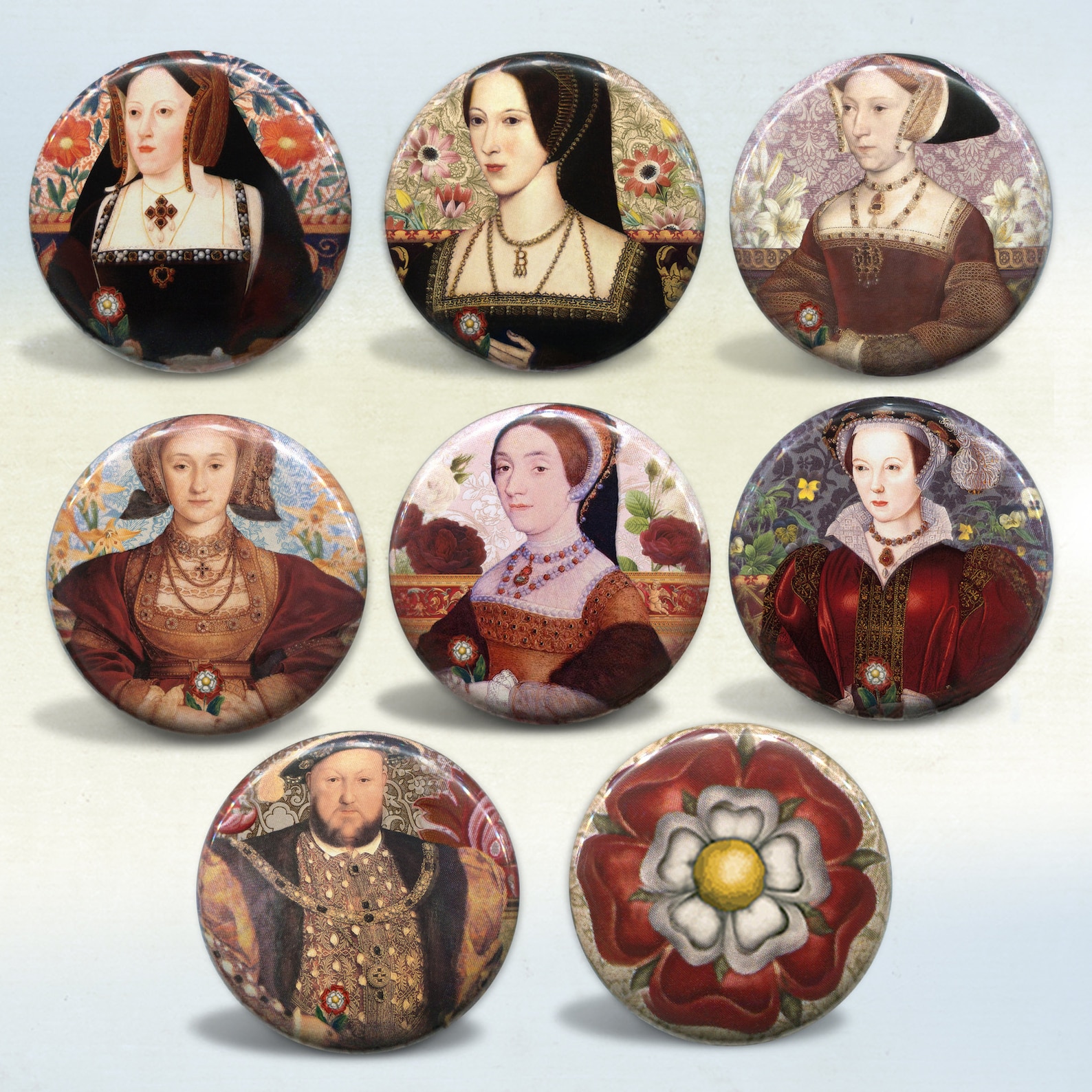 The Tudors King Henry VIII and His Six Wives Set of 8 Pins or - Etsy
