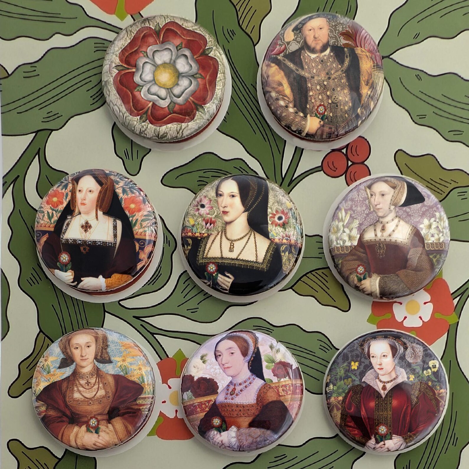The Tudors King Henry VIII and His Six Wives Set of 8 Pins or Magnets ...
