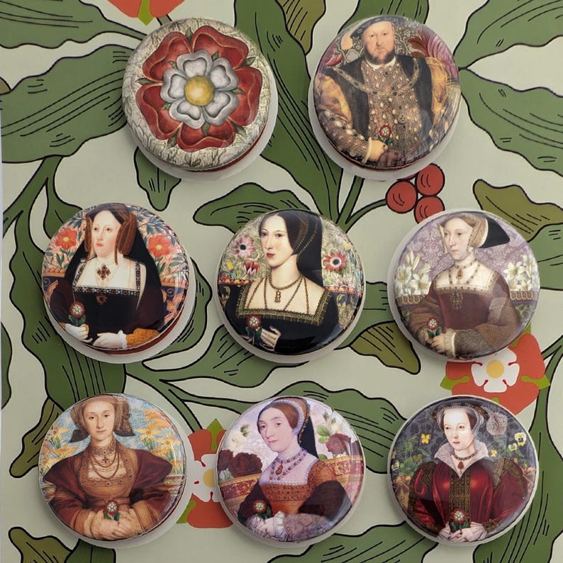 The Tudors King Henry VIII and His Six Wives Set of 8 Pins or Magnets ...