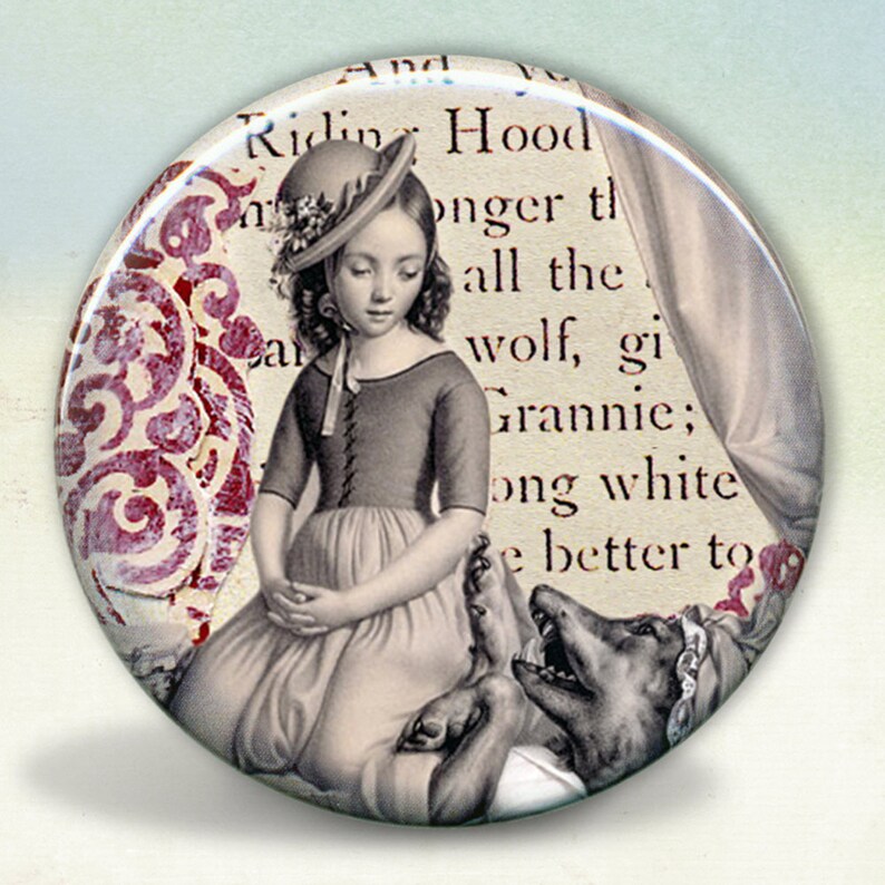 Red Riding Hood Antique Illustration Pocket Mirror Tartx - Etsy