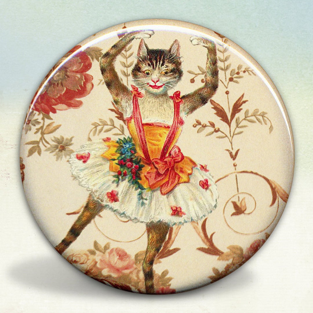 Vintage Dancing Kitty Pocket Mirror Tartx - Etsy