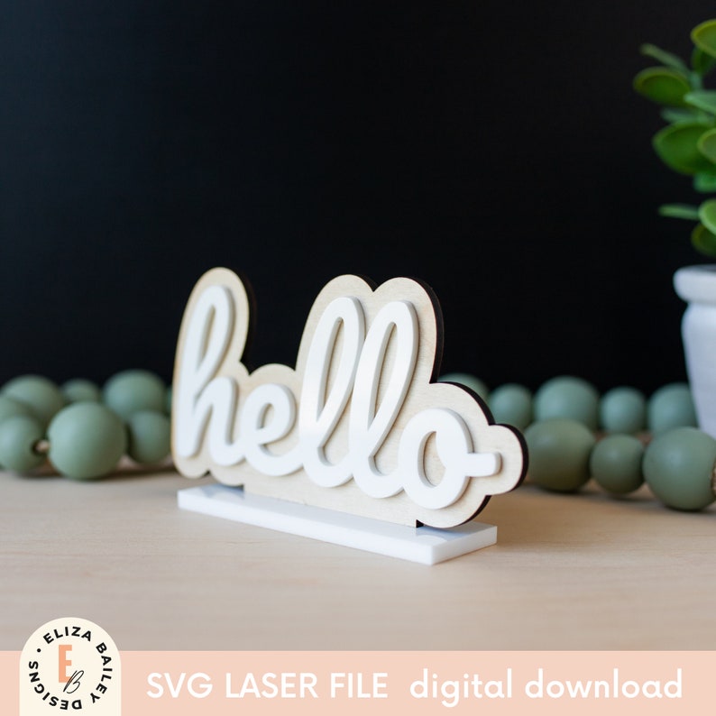 SVG Standing Sign Hello - Etsy