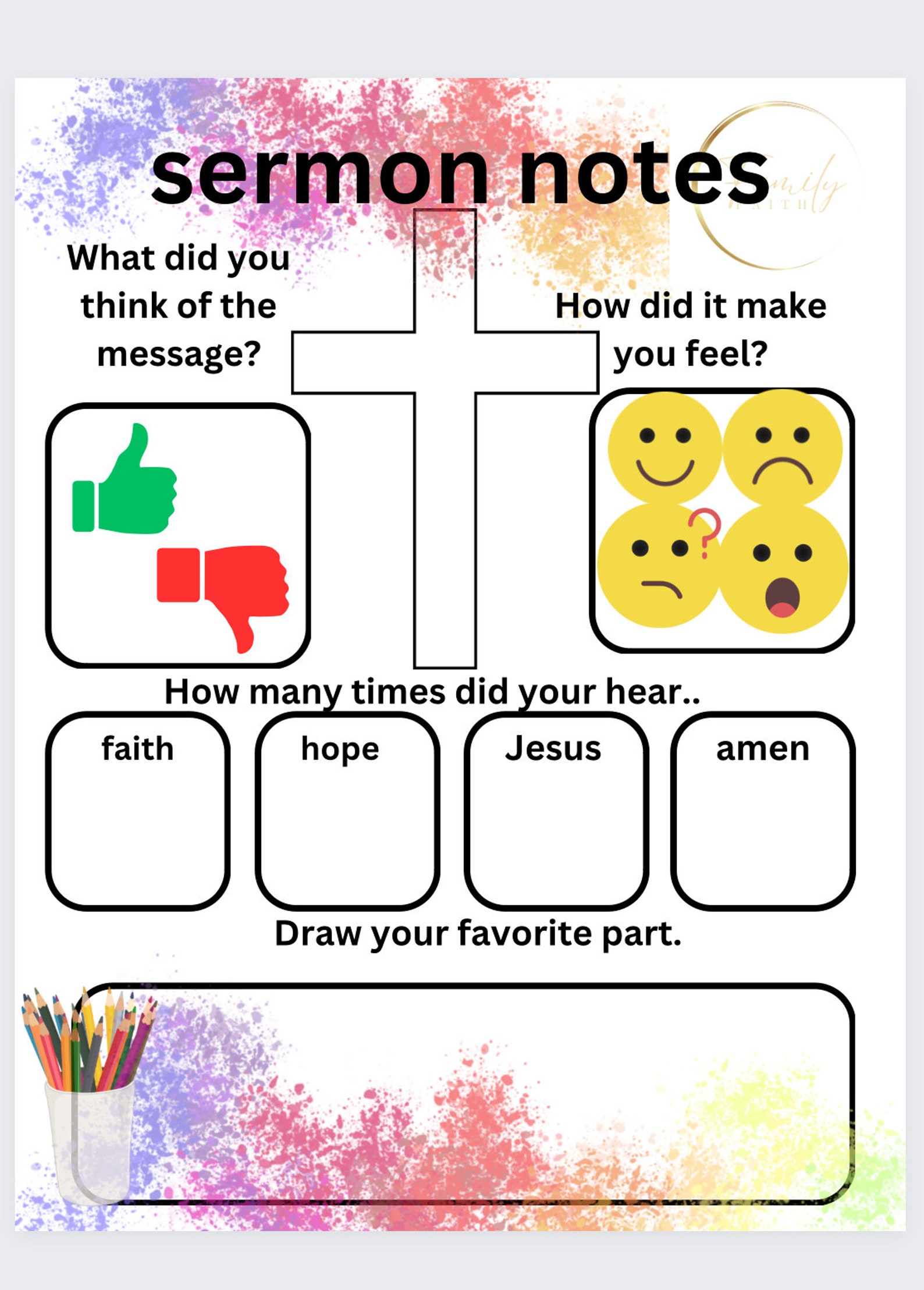 Pre Reader Printable for Sunday Notes - Etsy