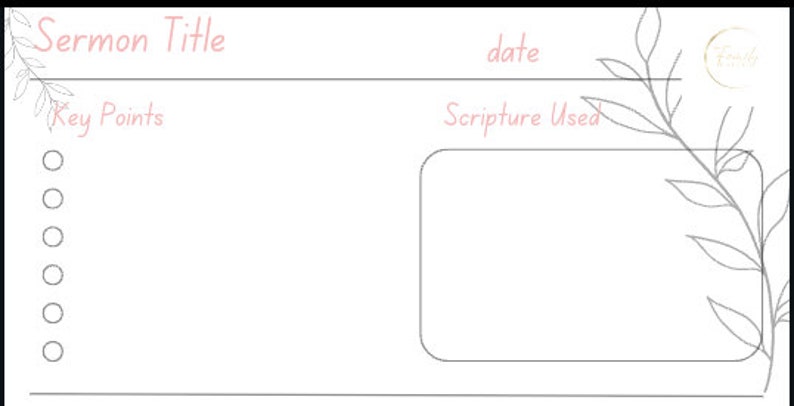 Printable Sermon Notes Page - Etsy