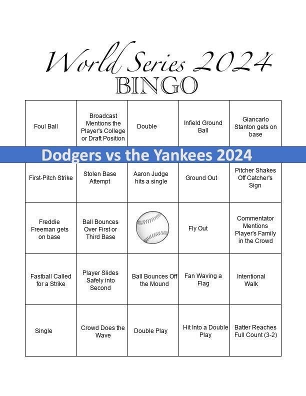 World Series 2024 Bingo - Etsy
