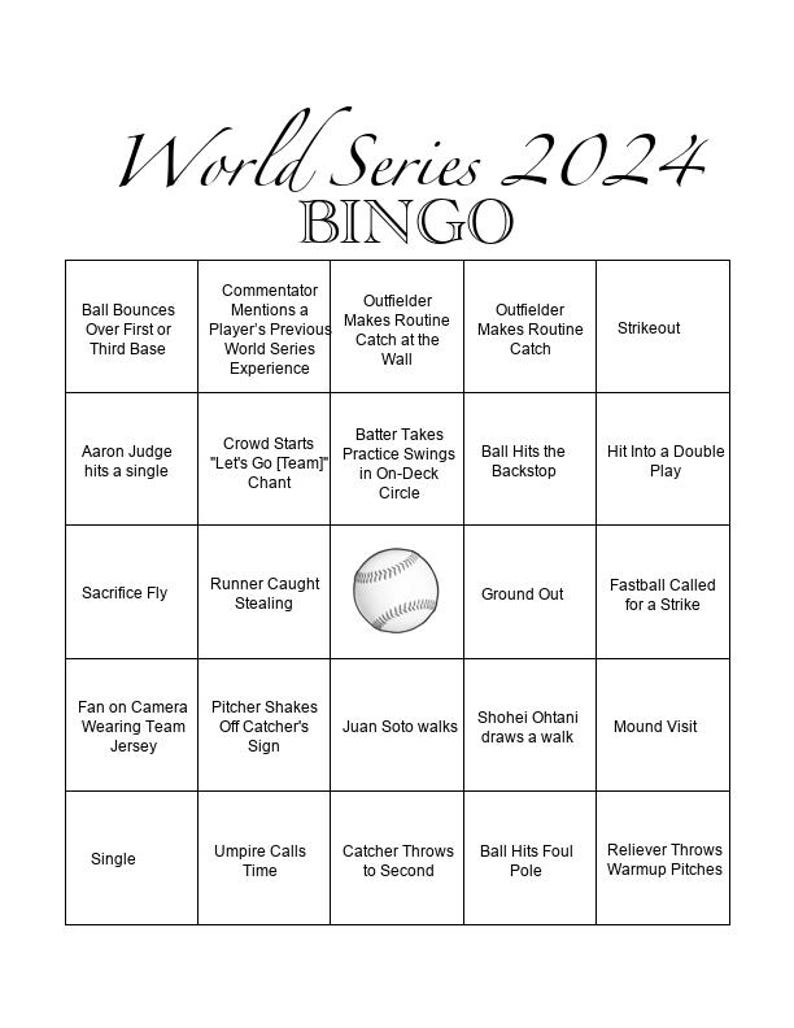 World Series 2024 Bingo - Etsy