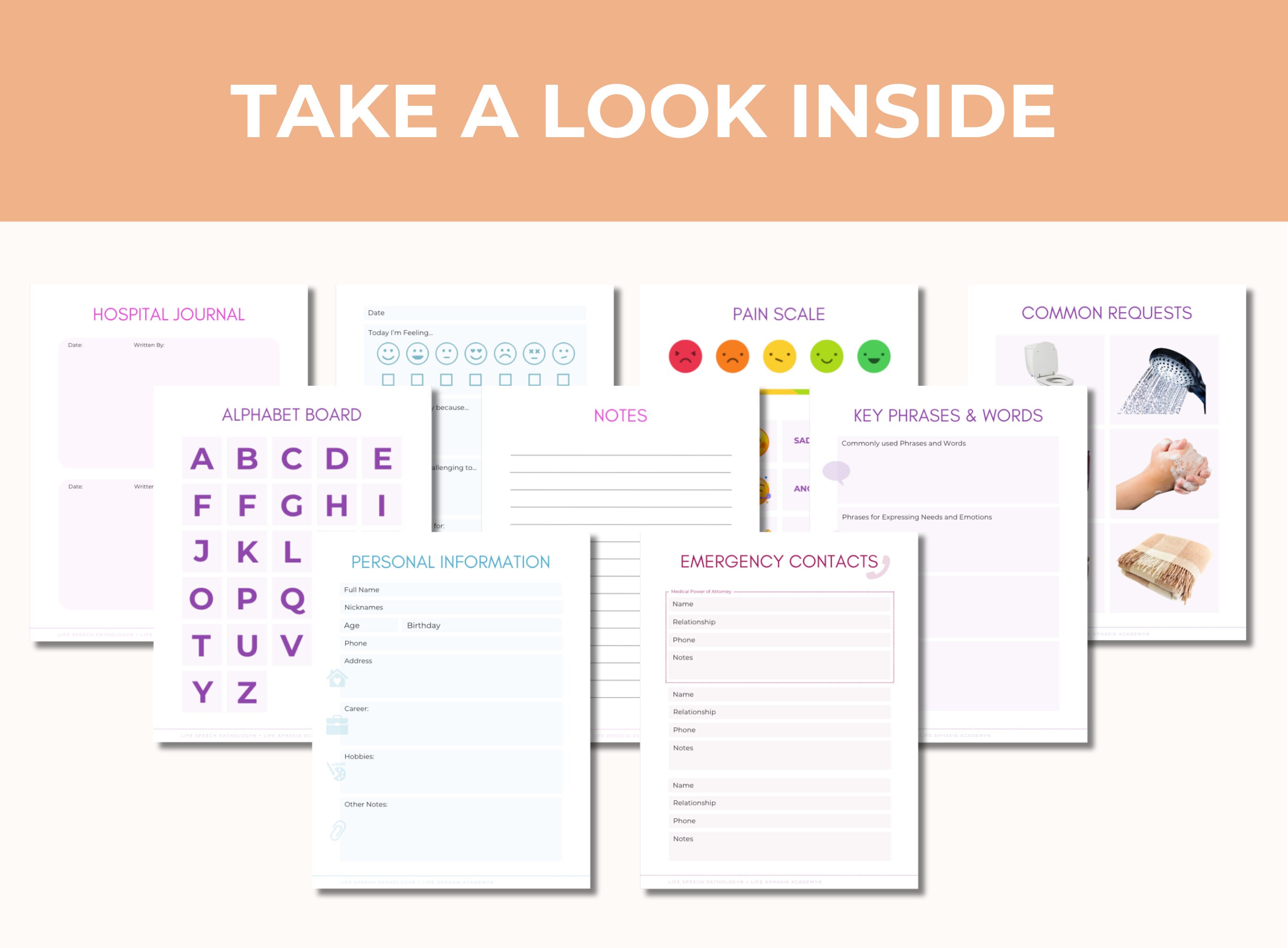 Communication Binder Template Aphasia, Stroke Survivor, Digital ...