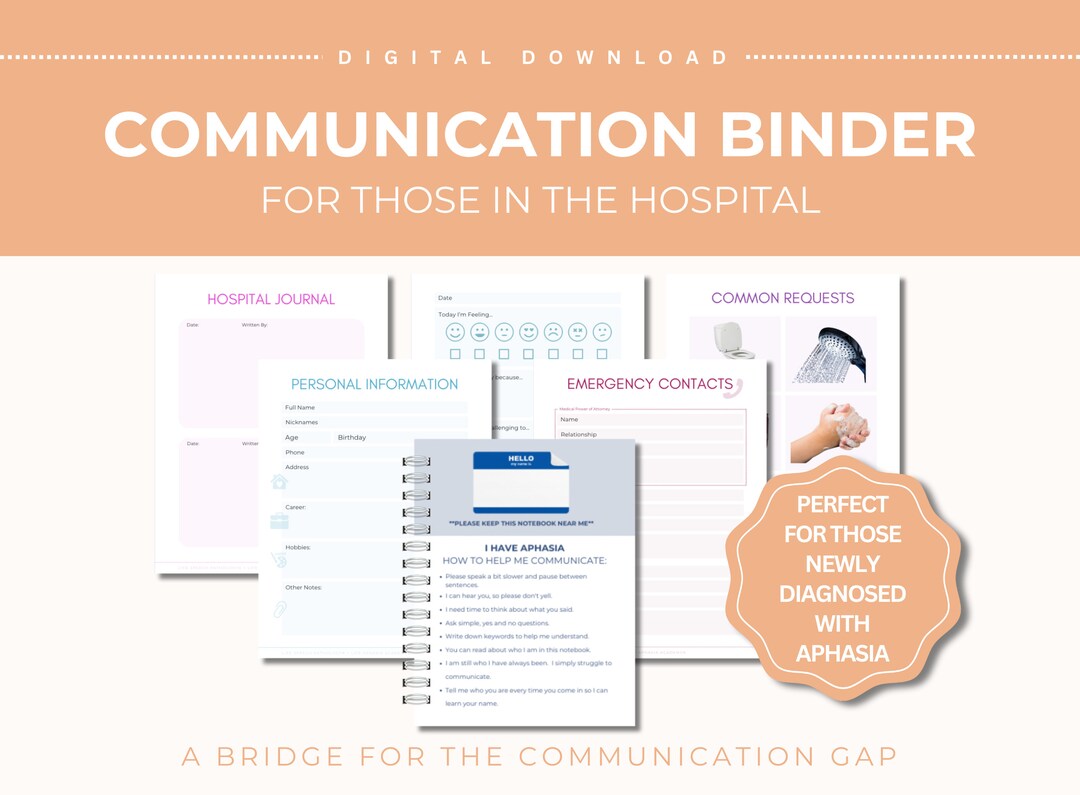 Communication Binder Template || Aphasia, Stroke Survivor, Digital ...