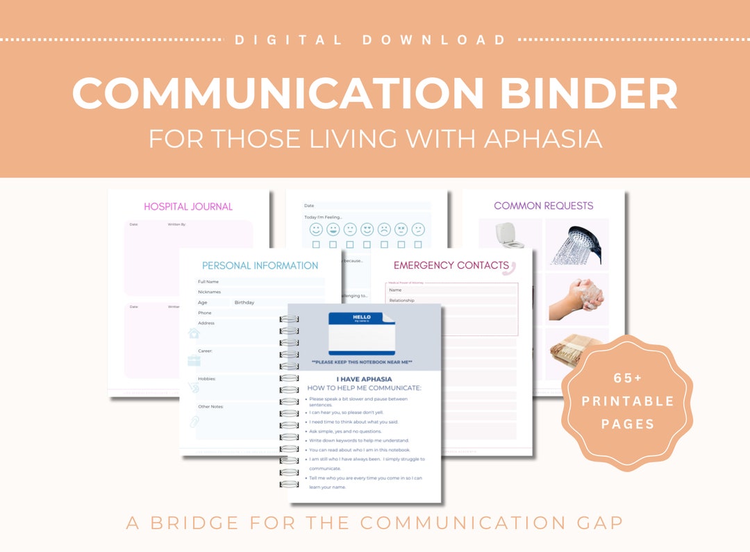 Communication Binder Template Aphasia Diagnosis, Stroke Survivor ...