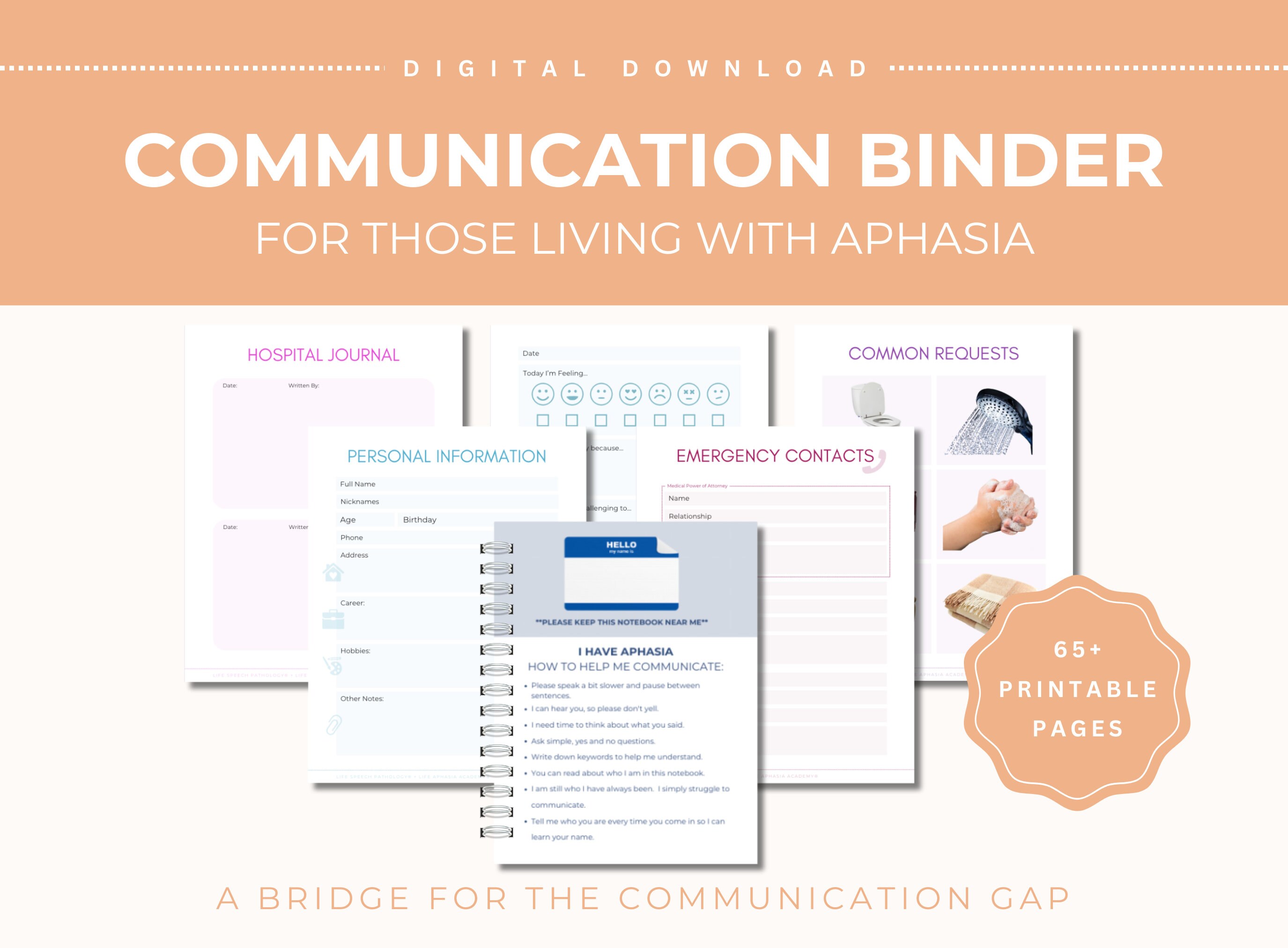 Communication Binder Template Aphasia Diagnosis, Stroke Survivor ...