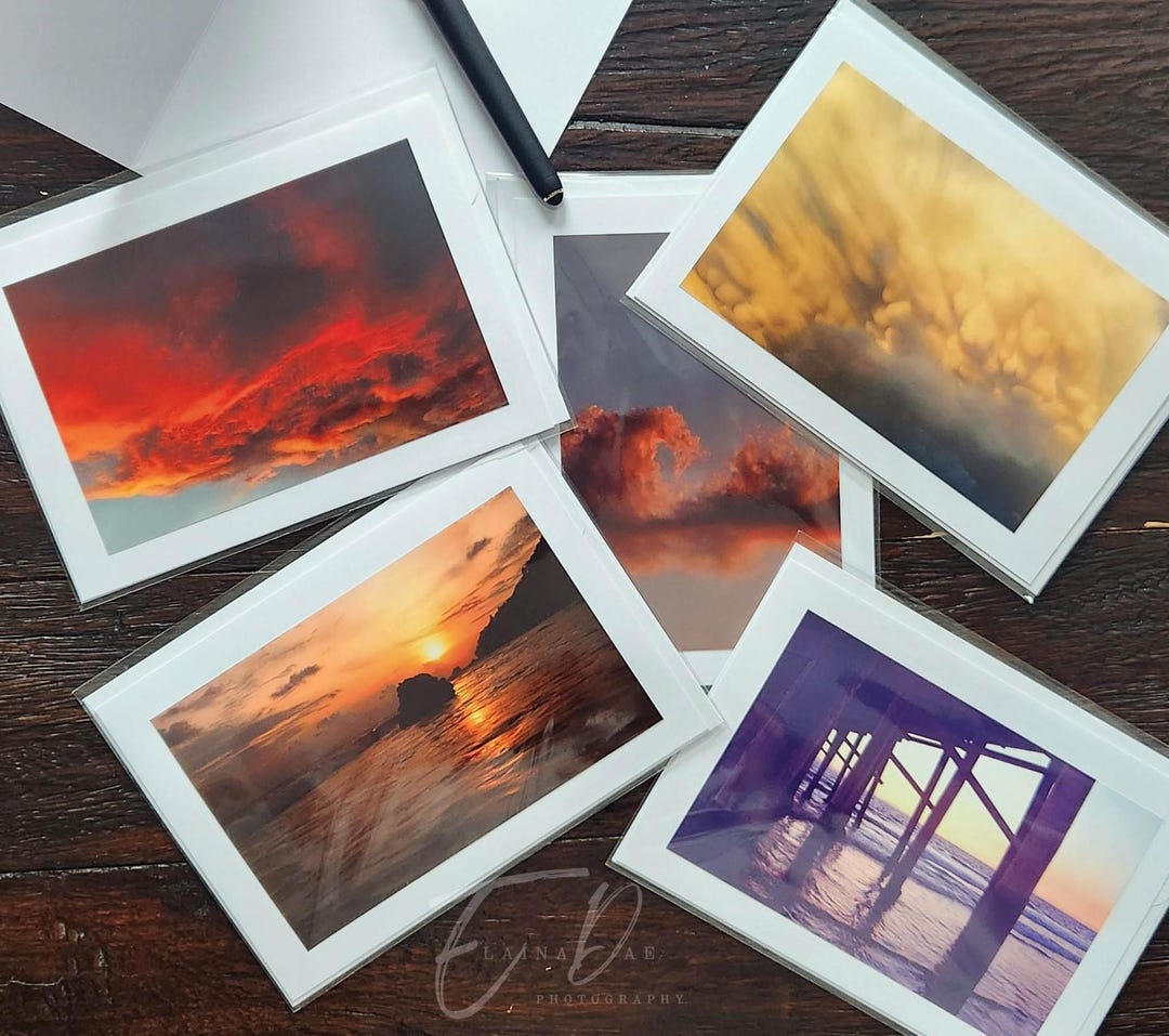 Sunset Photo Cards (5-pack) With Envelopes, Handmade 5x7 Greeting Cards ...