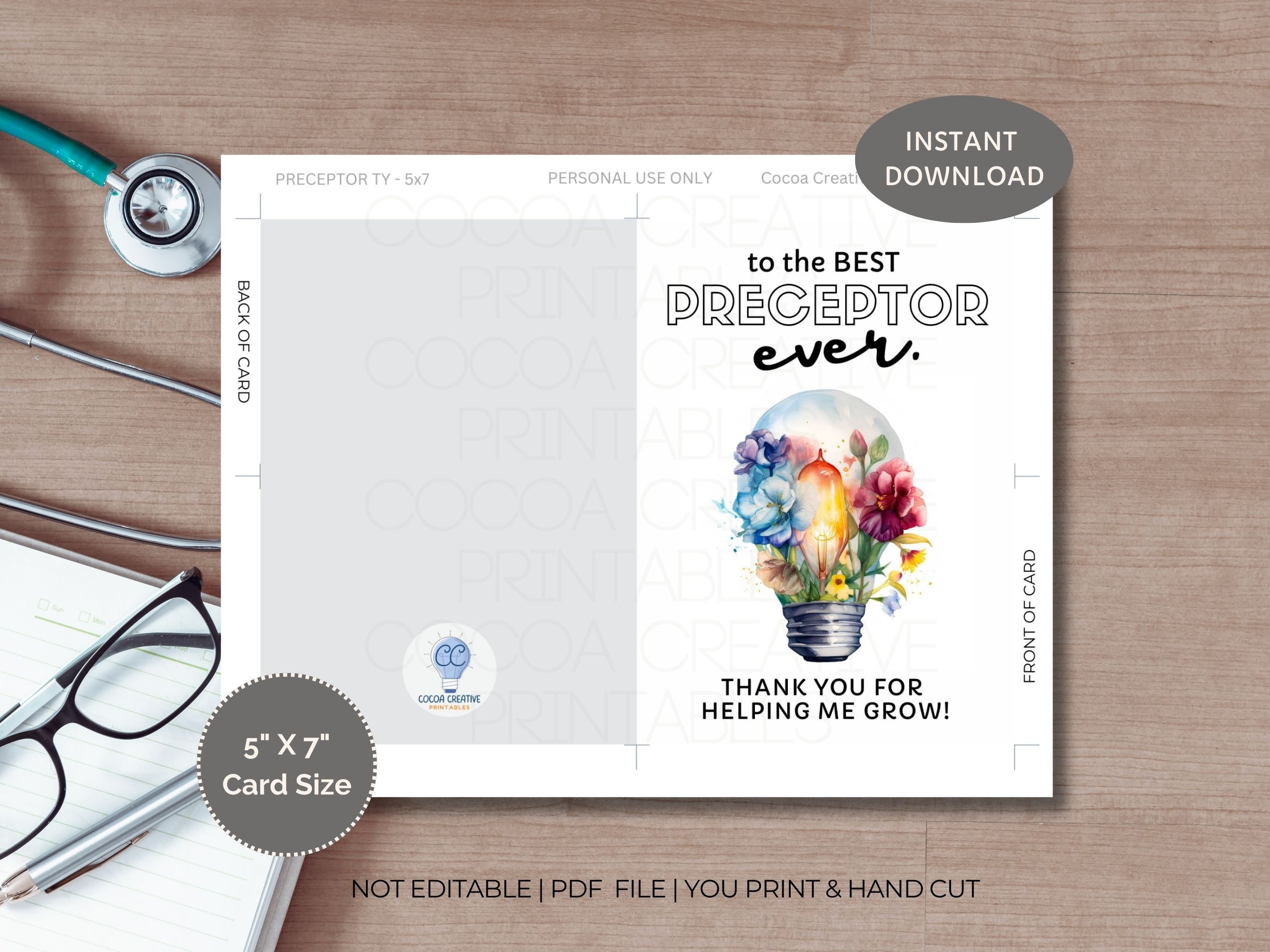 Preceptor Thank You Card | Preceptor Appreciation | Nurse Instructor ...