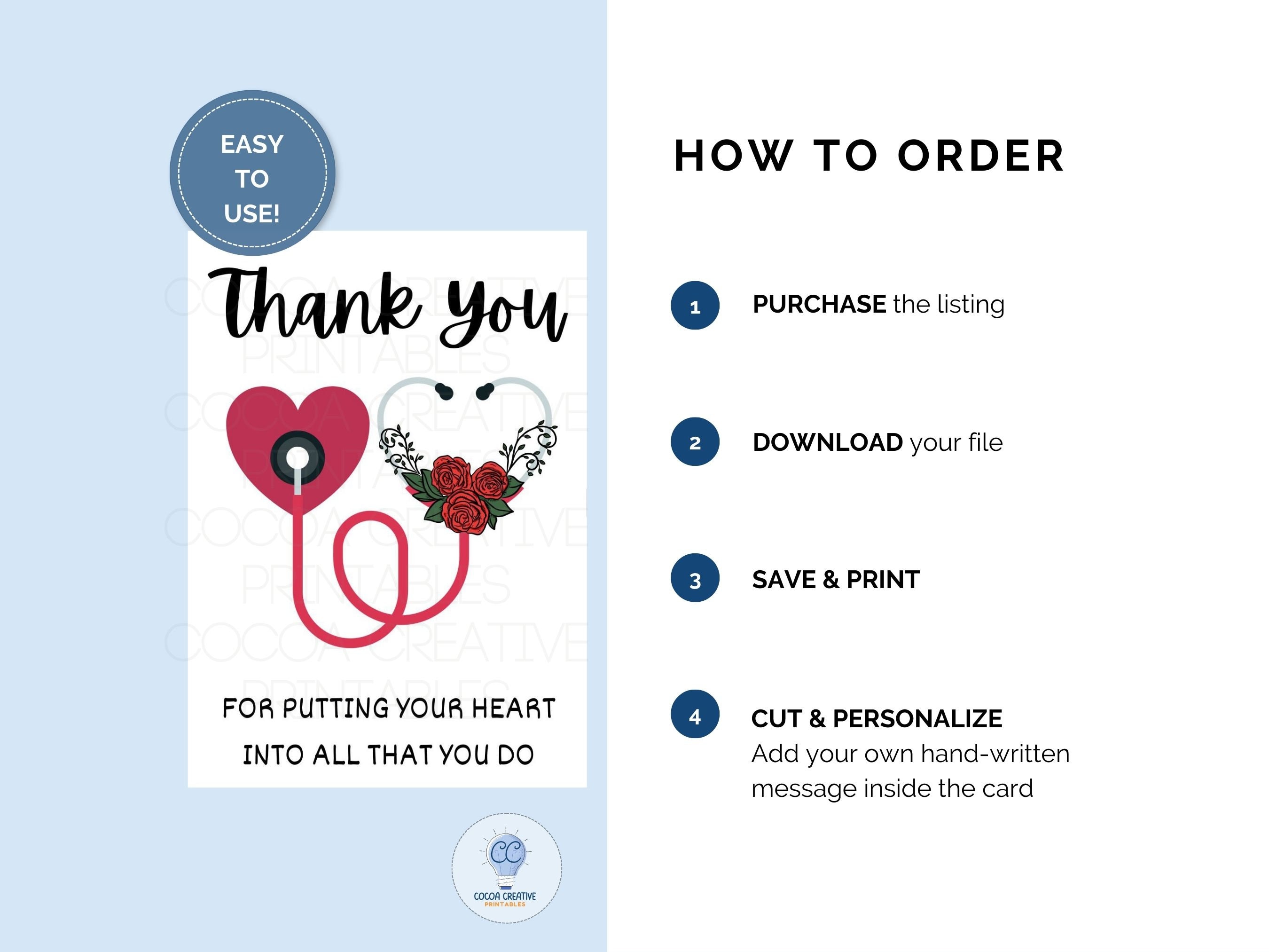 Medical Thank You Card Printable / Medical Appreciation Card / Doctor ...