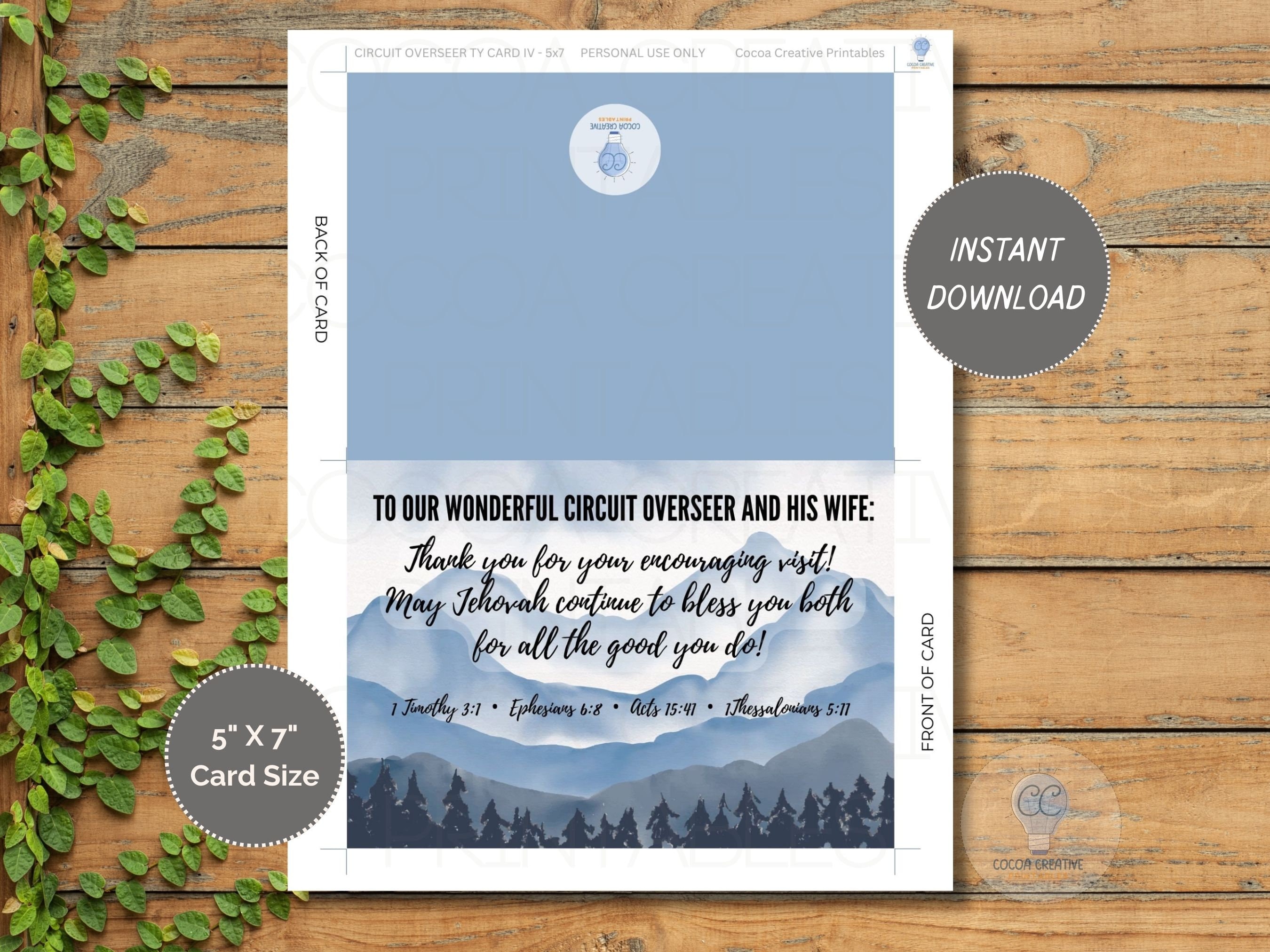 JW Circuit Overseer Thank You Card Circuit Overseer Appreciation Card ...