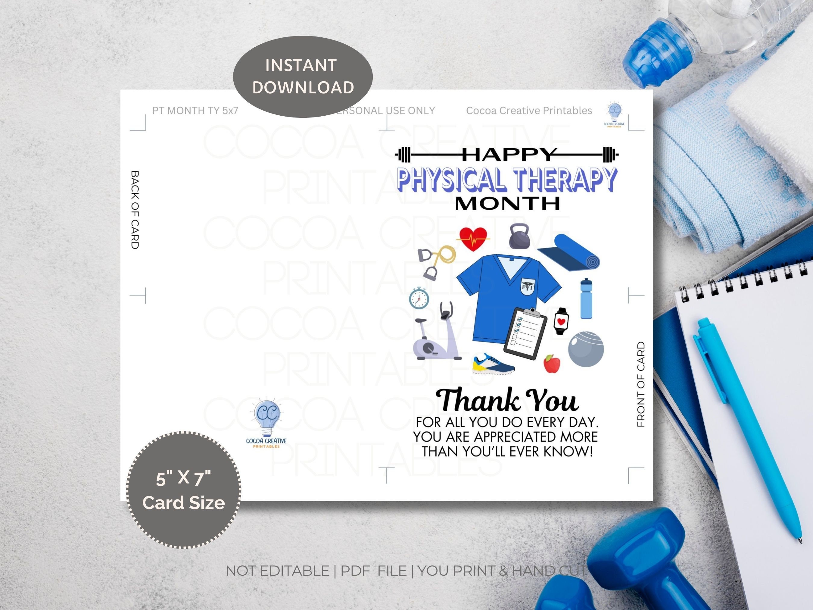 Physical Therapy Month Card PT Month Printable Physical Therapist Month ...