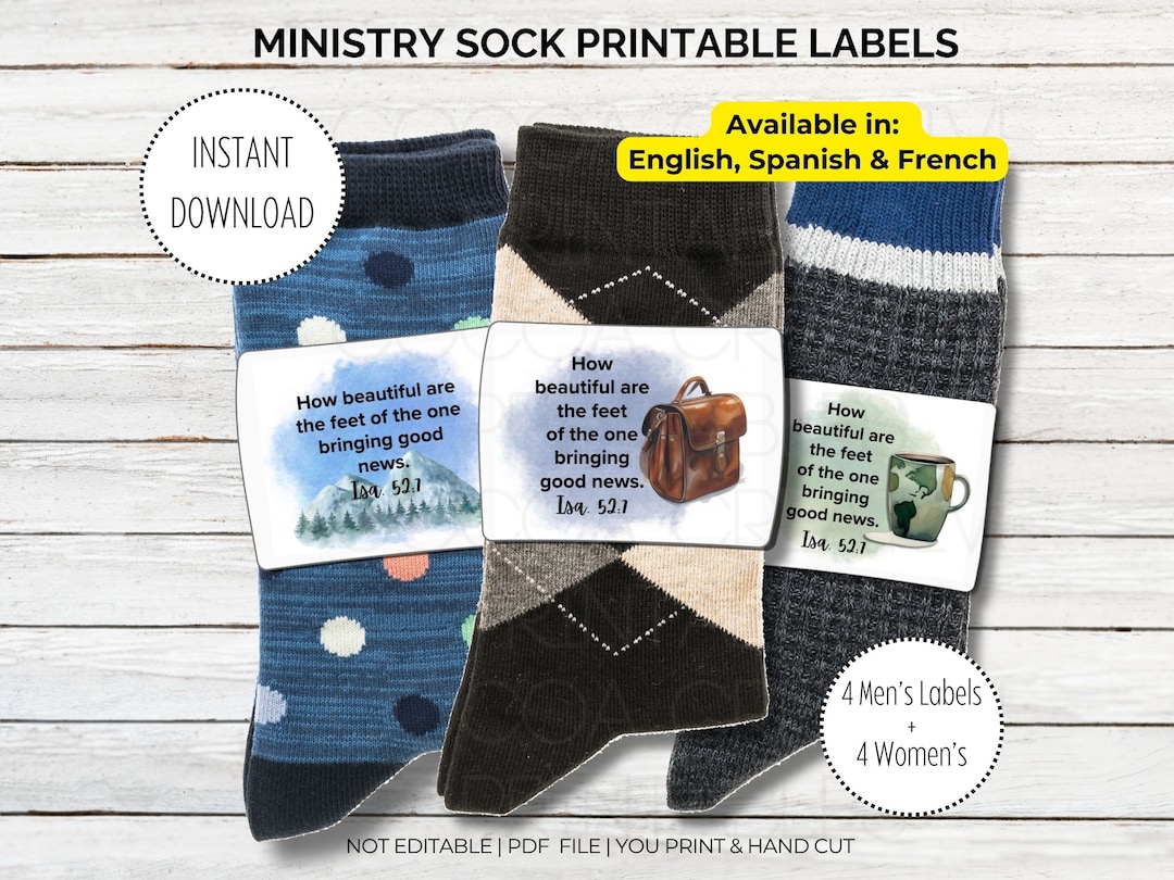 JW Ministry Sock Labels | JW | Pioneer Gifts | Digital Download | JW ...