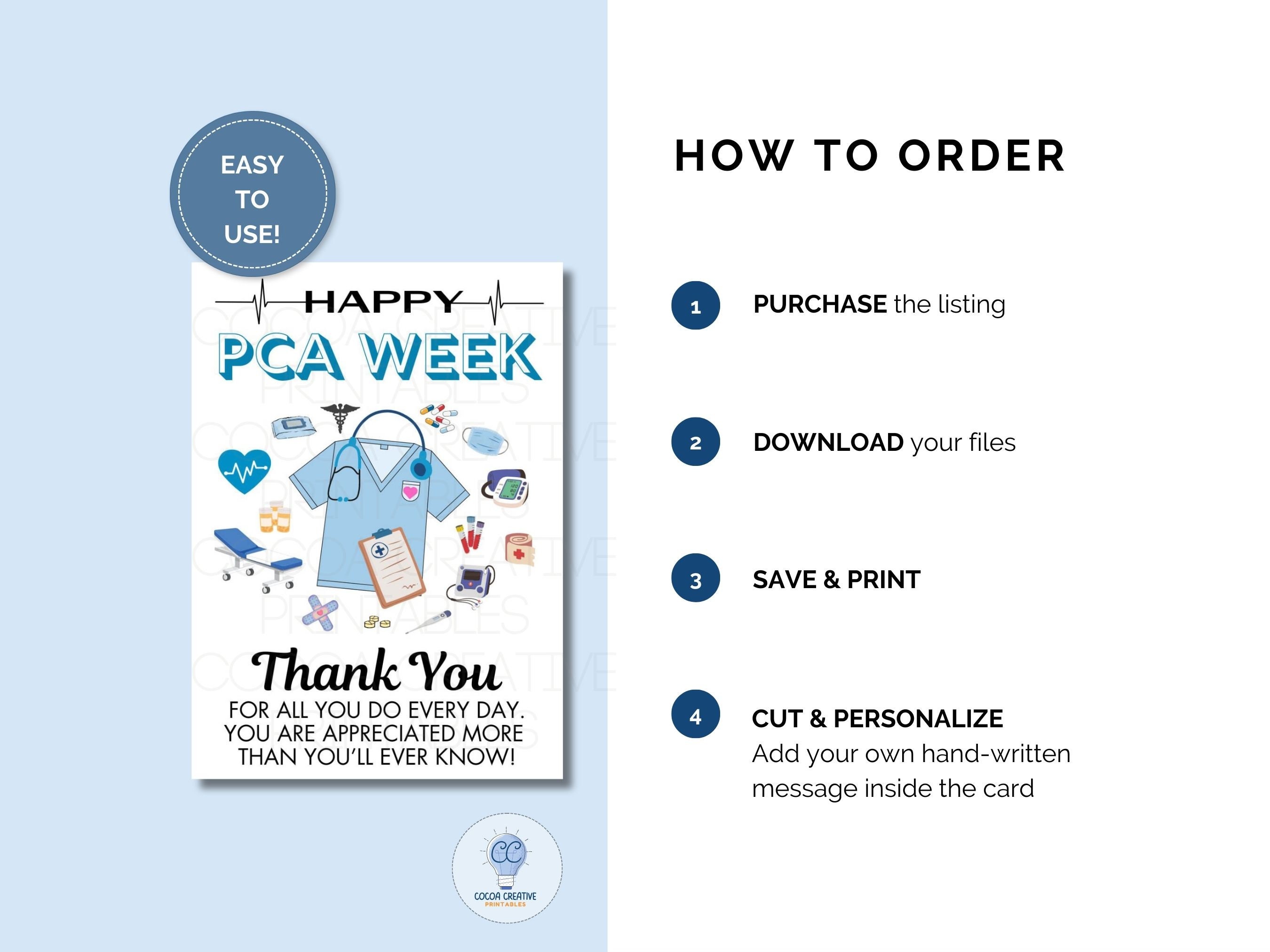 PCA Week Card PCA Week Printable Pca Week Foldable 5x7 Card Pca Thanks ...