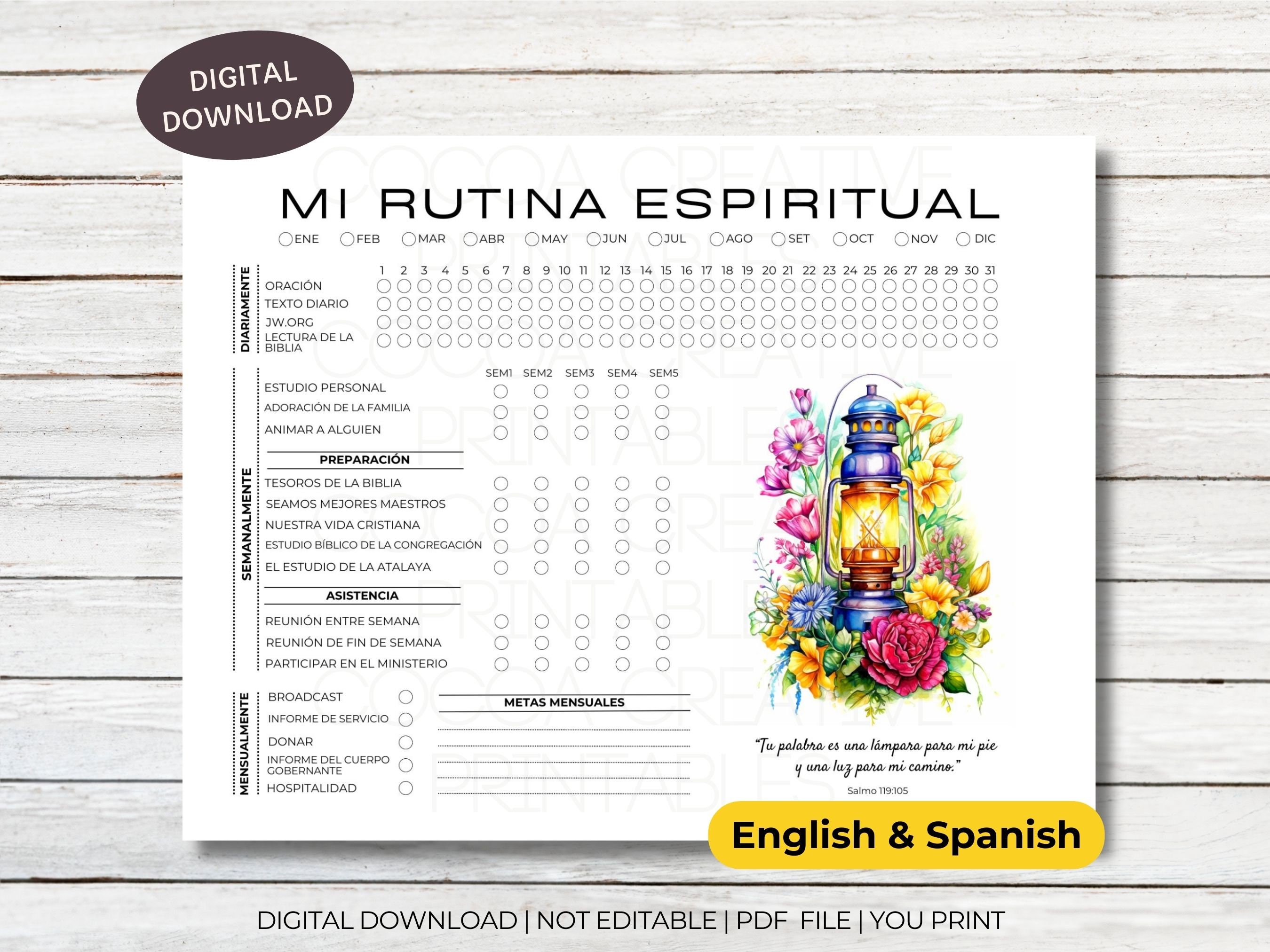 JW Spiritual Routine Checklist | JW Organizer | JW Printables ...
