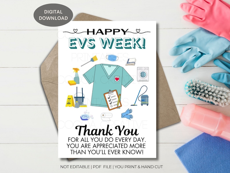 EVS Week Card Environmental Services Week Printable Hospital EVS Week ...