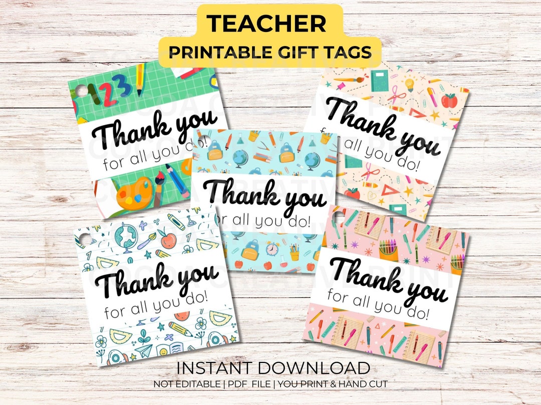 Teacher Gift Tags Printable / Teacher Appreciation Week Gift Tags ...