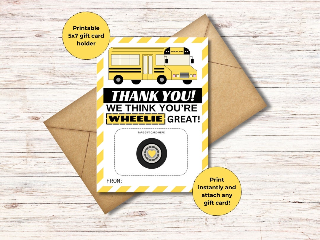 BUS DRIVER GIFT Card Holder, Thank You for Being a Great School Bus ...