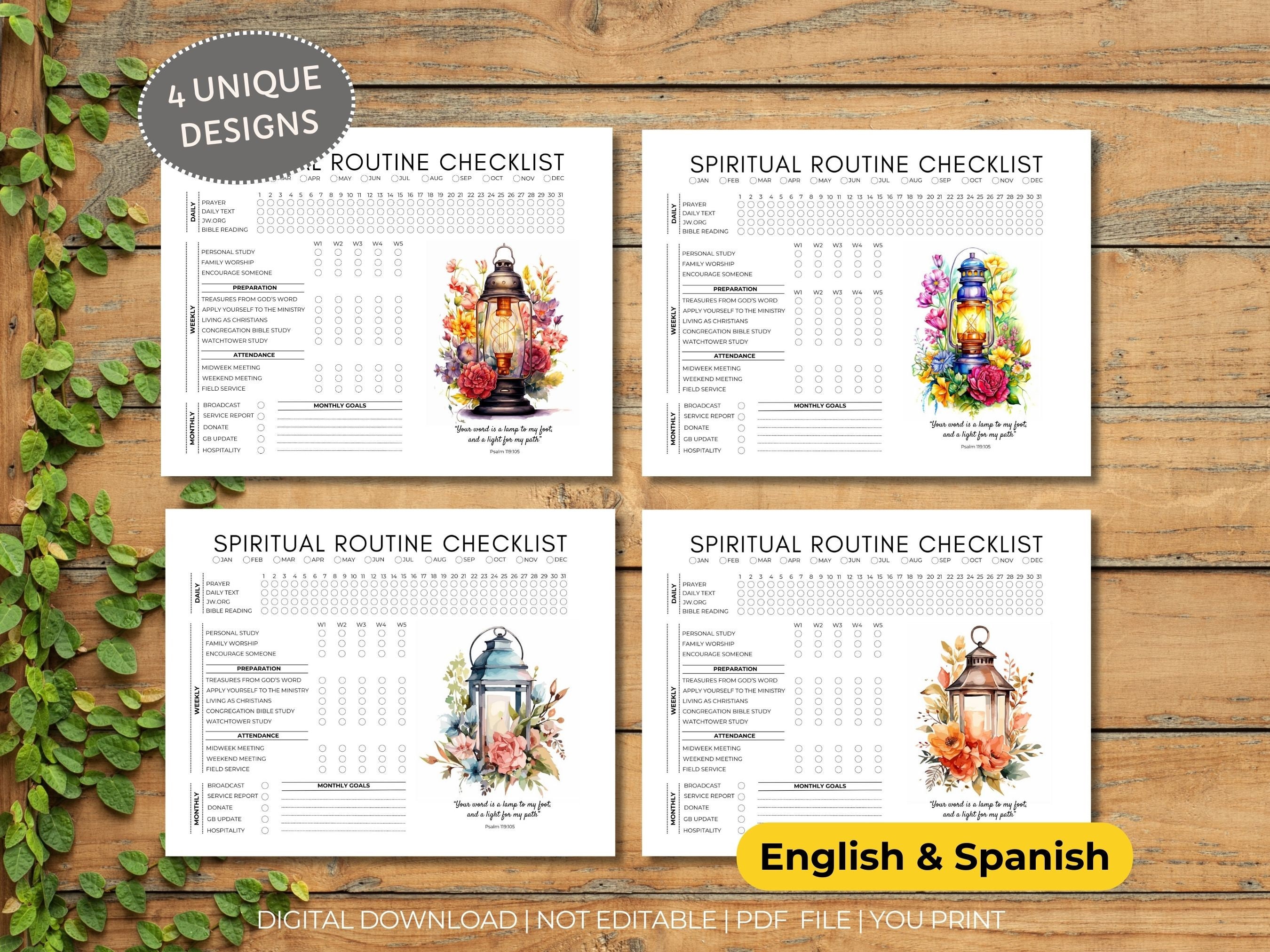 JW Spiritual Routine Checklist | JW Organizer | JW Printables ...