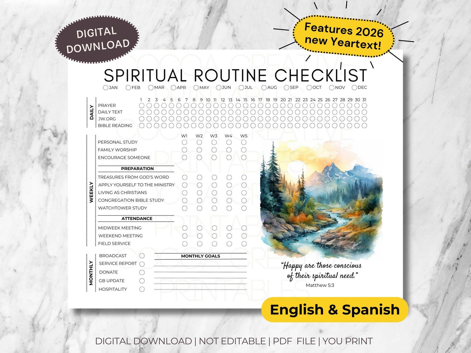 JW Spiritual Routine Checklist | JW Organizer | Spiritual Routine ...