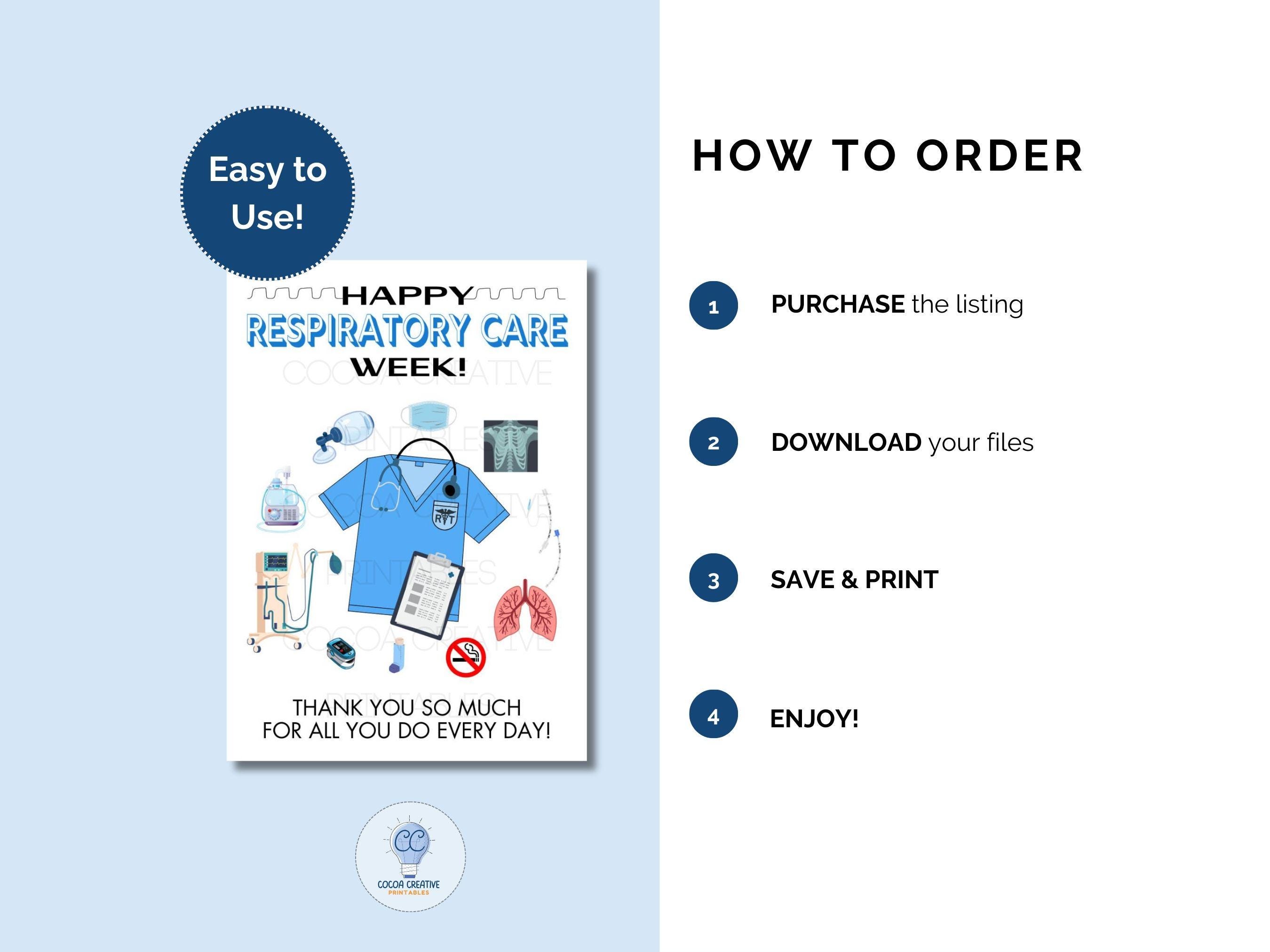 Respiratory Care Week Sign Respiratory Therapy Week Printable RT Week Respiratory Therapist ...