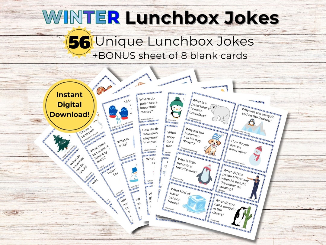 Winter Lunchbox Jokes Printable, Lunch Box Notes, Jokes for Kids ...