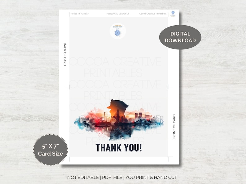 Police Officer Thank You Card | Police Thanks | Police Officer Gift ...