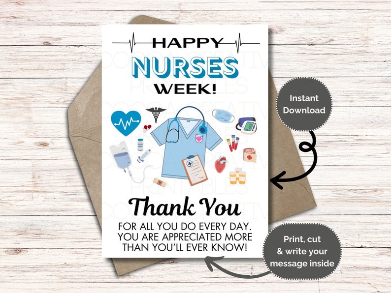 Happy Nurses Week Printable 5x7 Card National Nurses Week Appreciation ...