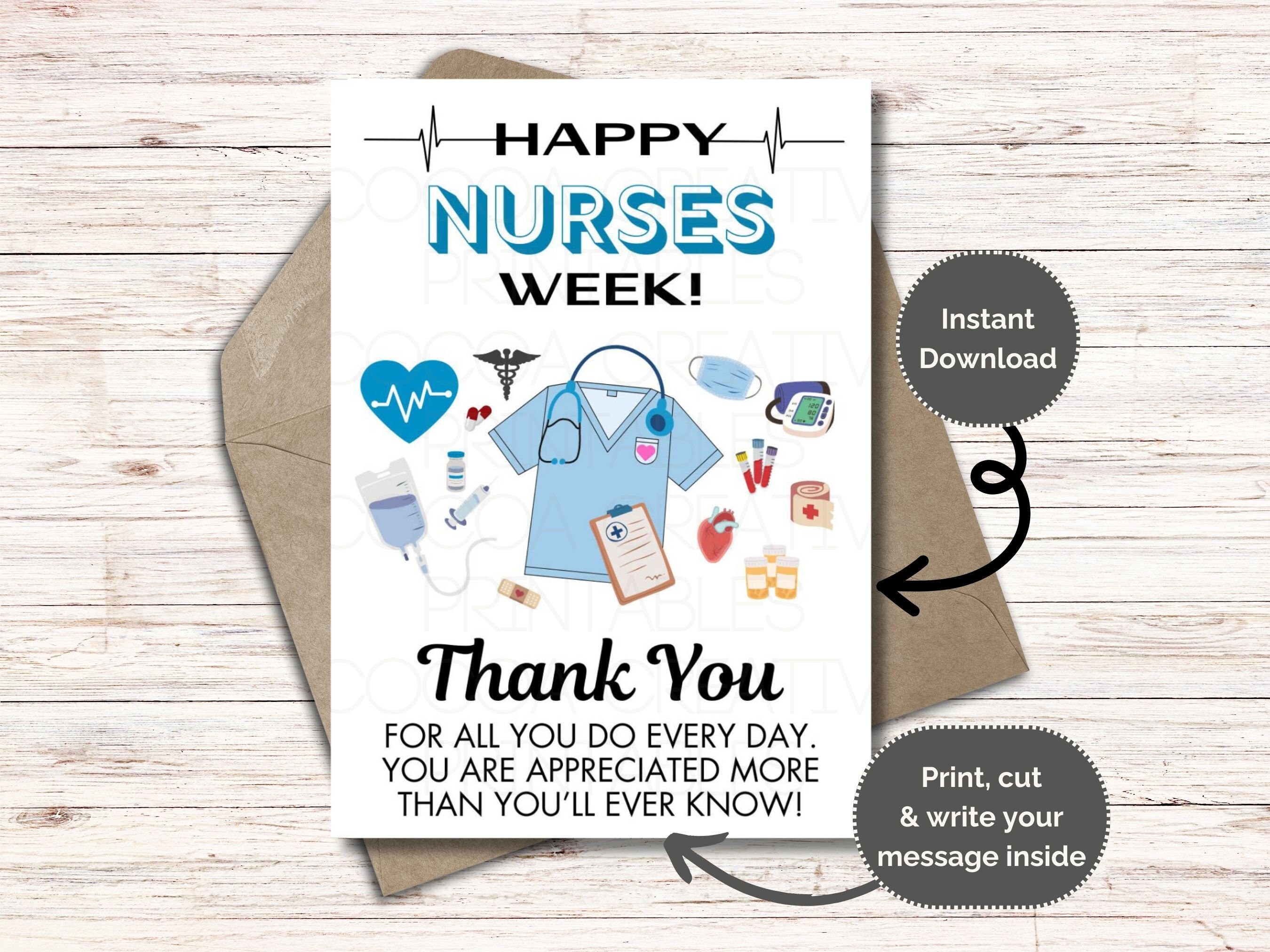Happy Nurses Week Printable 5x7 Card National Nurses Week Appreciation ...
