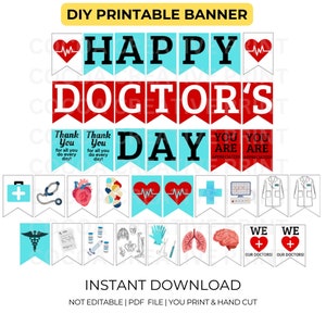 Doctor's Day Banner Printable | Doctor's Day Decoration | Doctor Banner ...