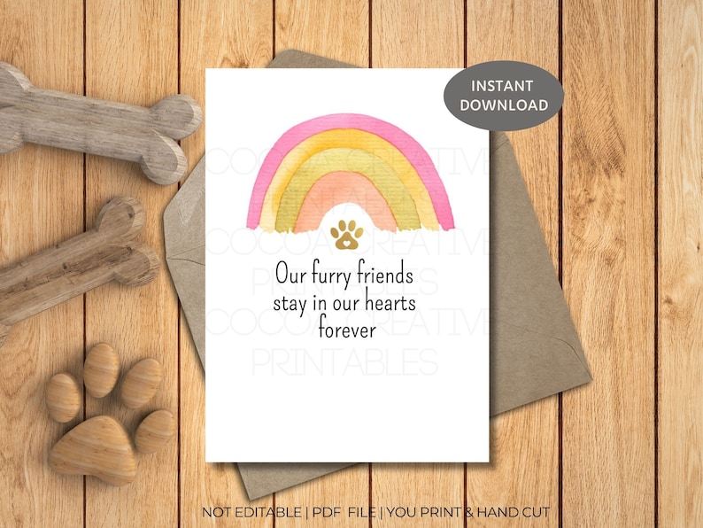 Pet Loss Printable Card Pet Sympathy Card Rainbow Bridge Pet Loss Card ...