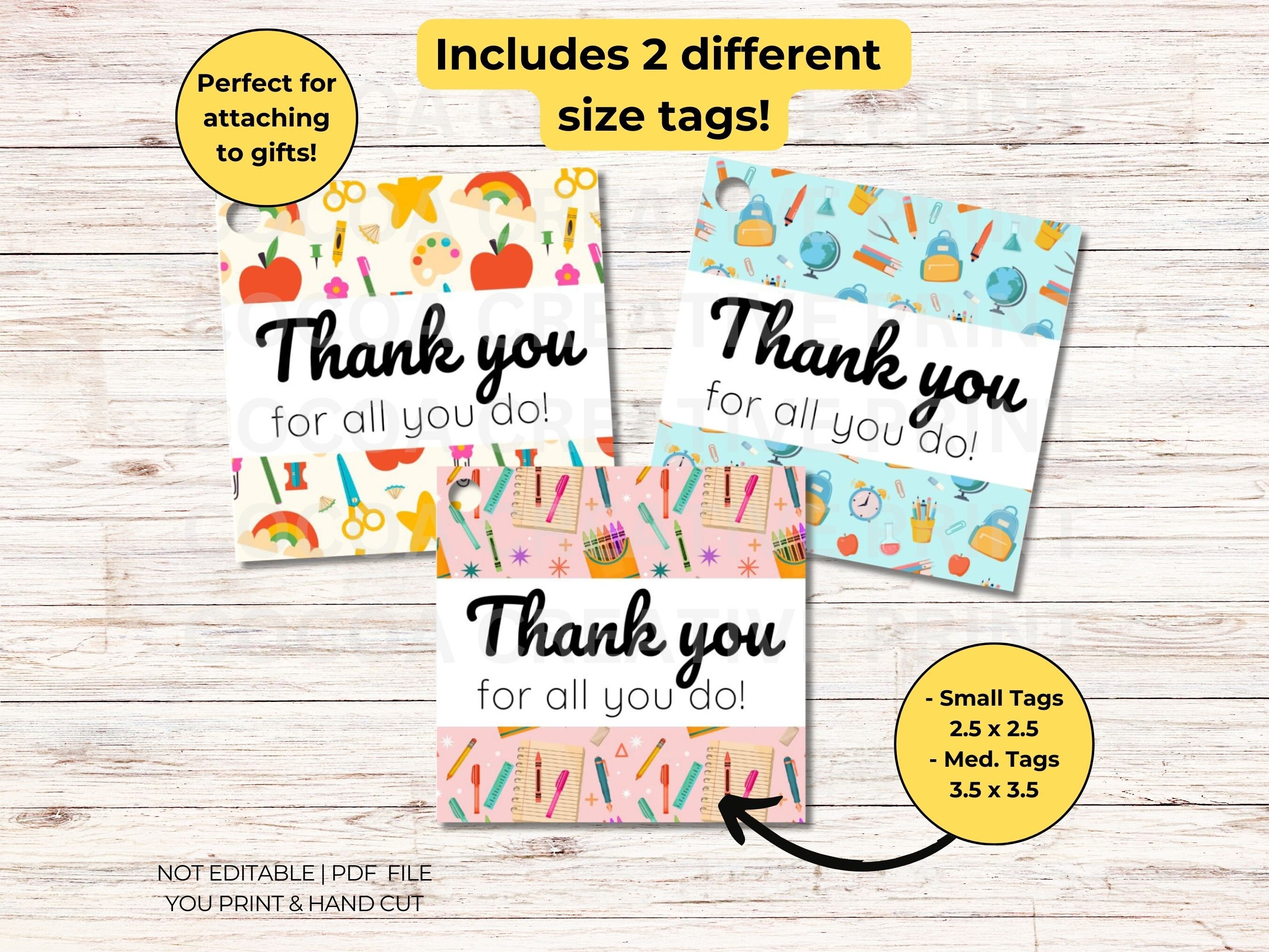 Teacher Gift Tags Printable / Teacher Appreciation Week Gift Tags ...