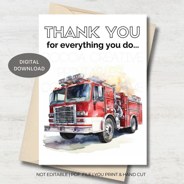 Fire Truck Thank You - Etsy