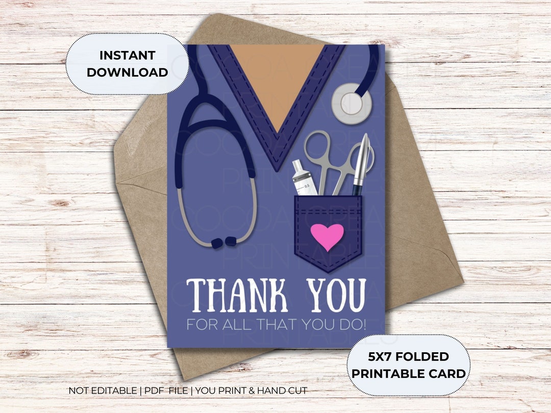 Hospital Staff Thank You Card | Medical Thank You | Nurse Thank You ...
