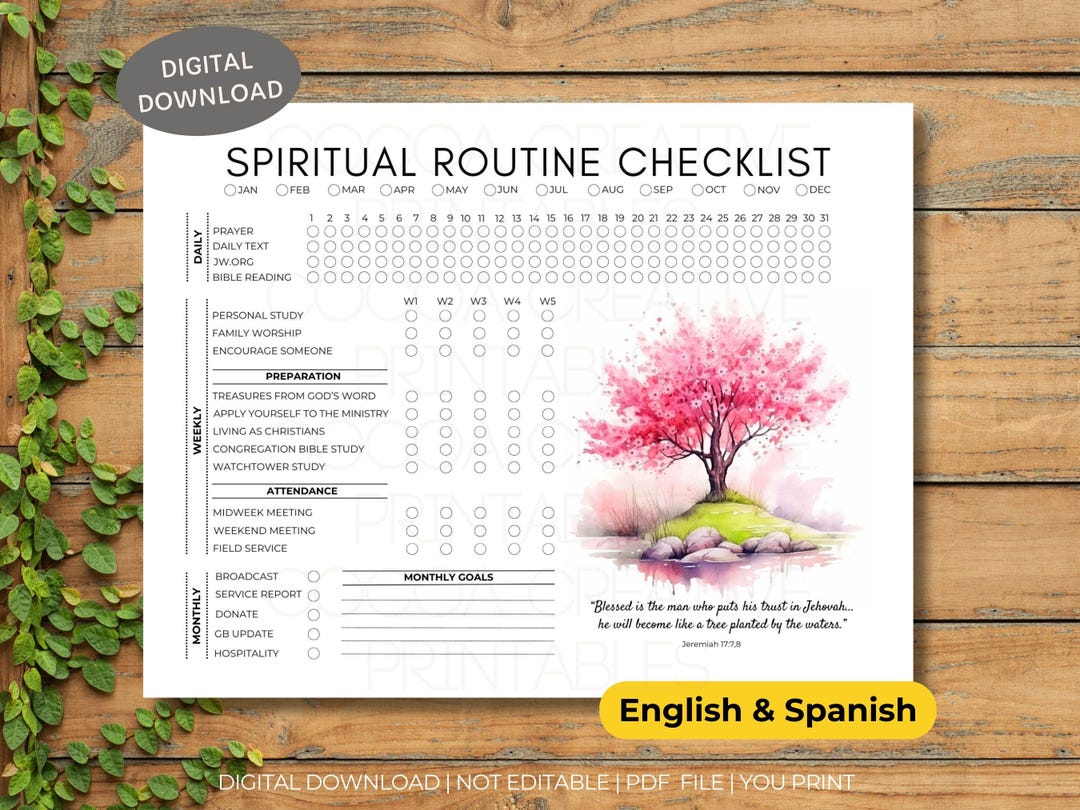 JW Spiritual Routine Checklist | JW Organizer | JW Printables ...