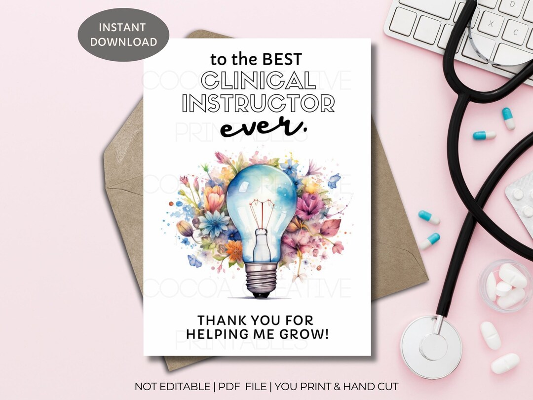 Clinical Instructor Thank You Card | Preceptor Thank You Card ...