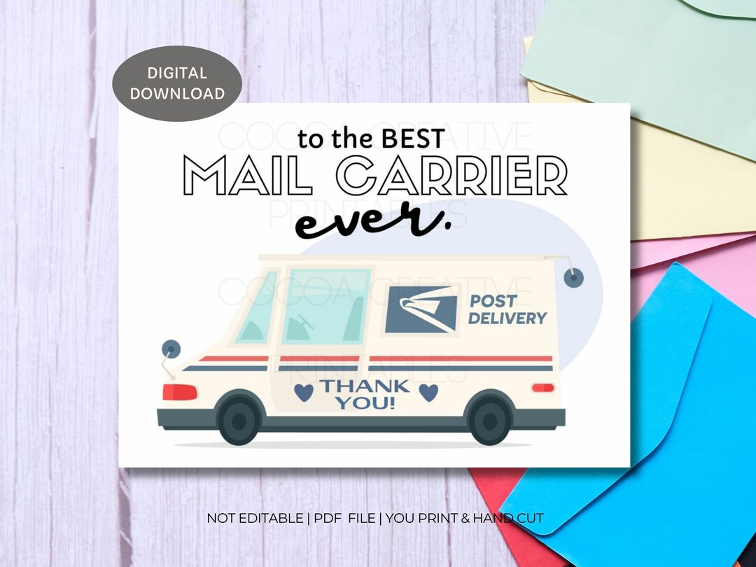 Mail Carrier Thank You Card | Mailman Thanks | Mail Carrier Gift ...