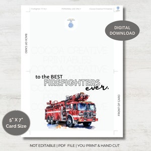 Firefighter Thank You Card | Fireman Thanks | Firemen Gift | Fire Dept ...