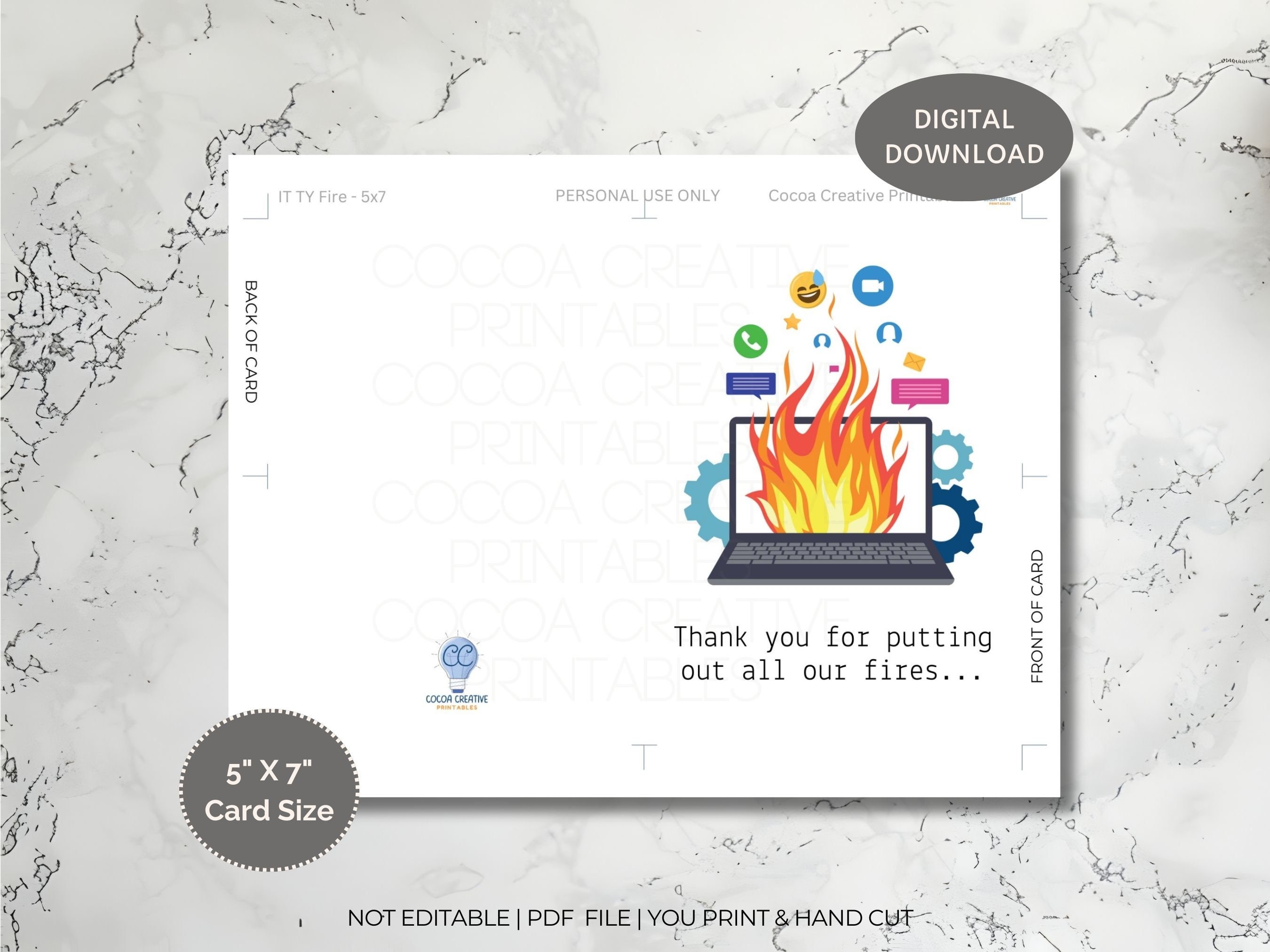 Tech Support Thank You Card | Tech Support Printable | IT Professional ...
