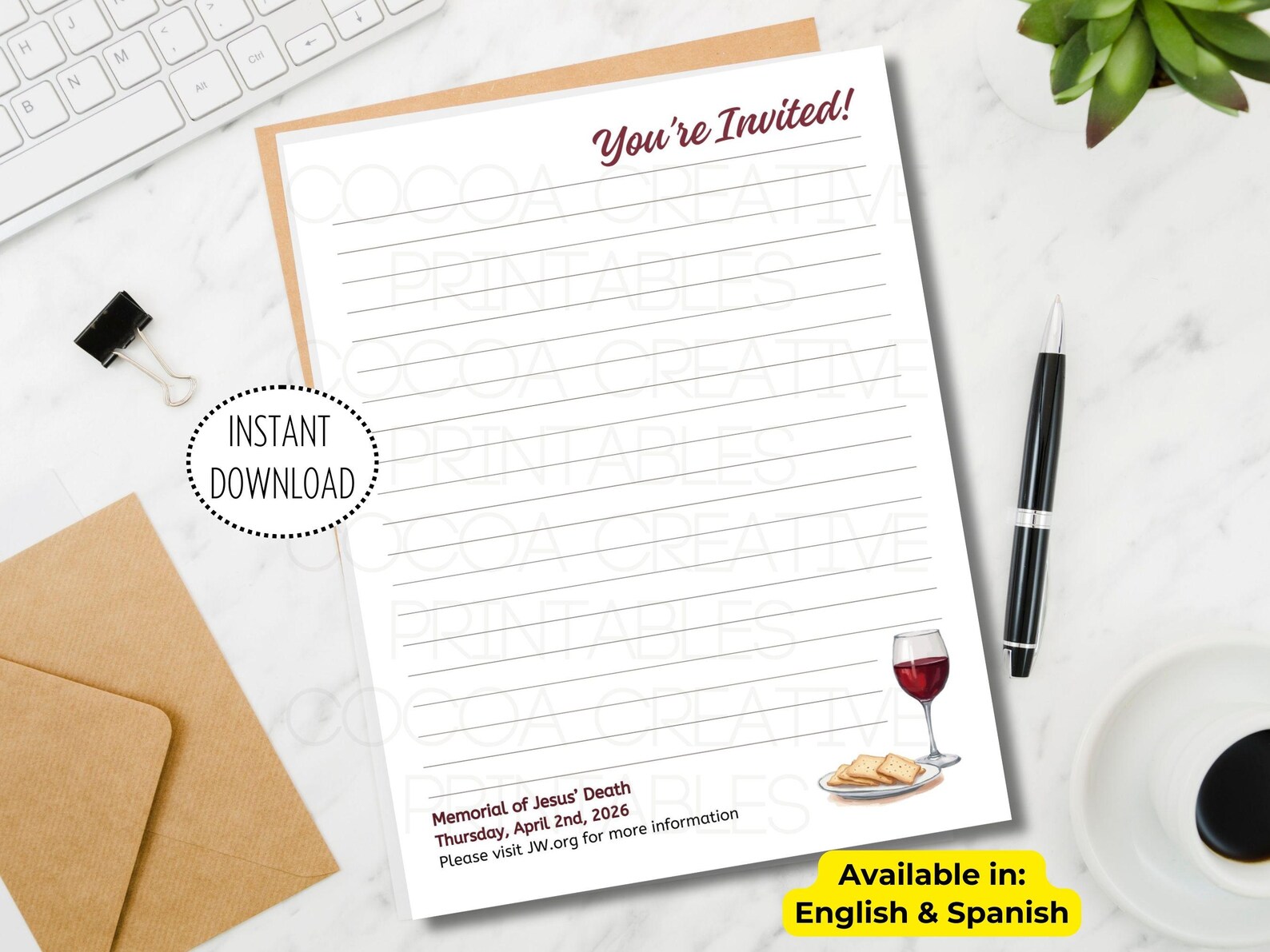 JW Memorial Invitation | JW Memorial Invite Stationery | JW Letter ...