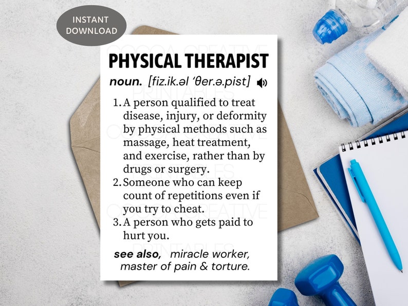 Physical Therapy Card PT Thank You Physical Therapist Gift Physical ...
