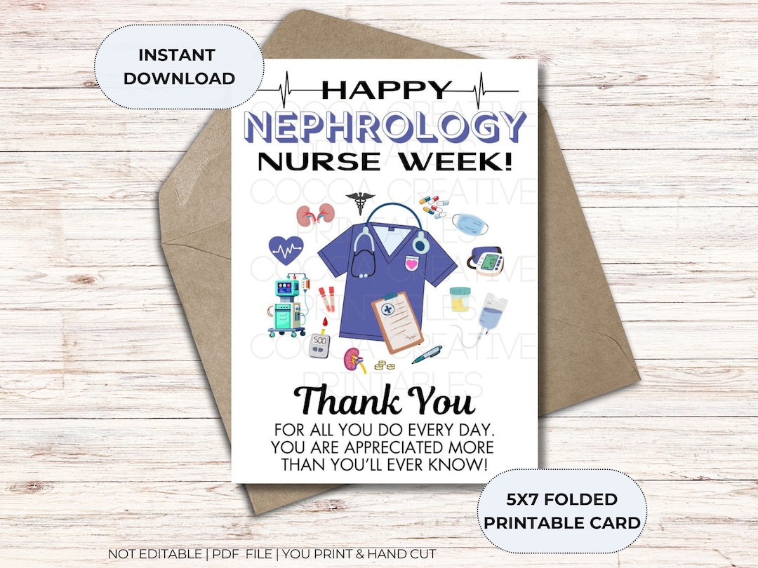 Nephrology Nurse Week Thank You Card | Printable Gift (digital Download ...
