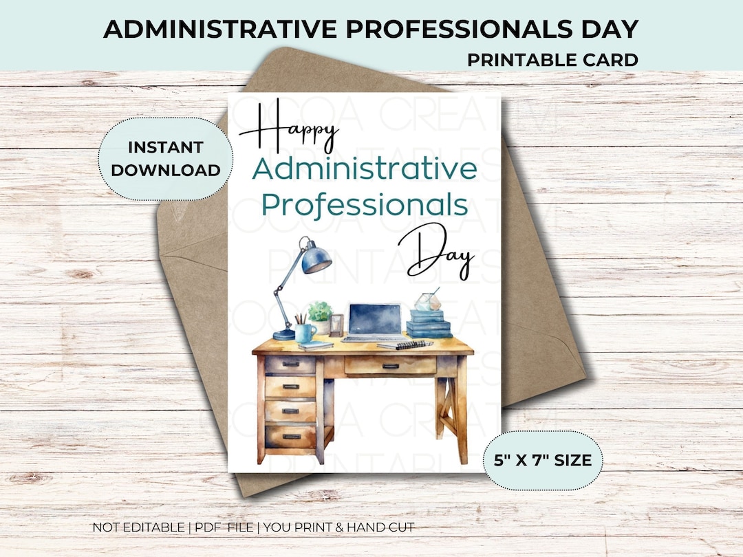 Administrative Professionals Day Card Printable, Happy Administrative ...
