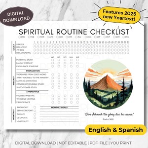 JW Spiritual Routine Checklist | JW Organizer | JW Printable ...