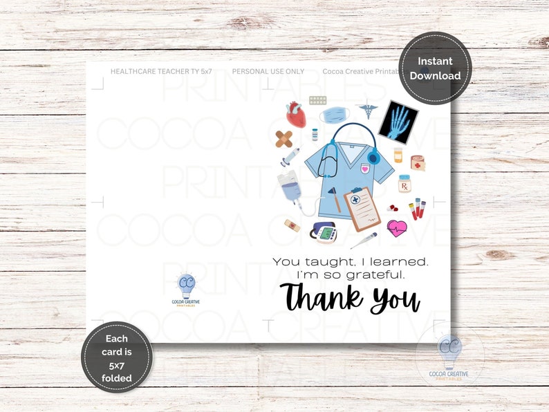 Clinical Instructor Thank You Card | Scrubs Design (printable Card) - Etsy
